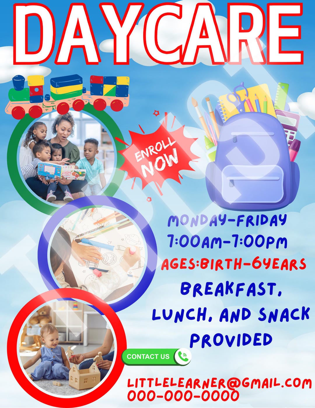 Editable Daycare Flyer Template: Child Care Center Poster (digital ...