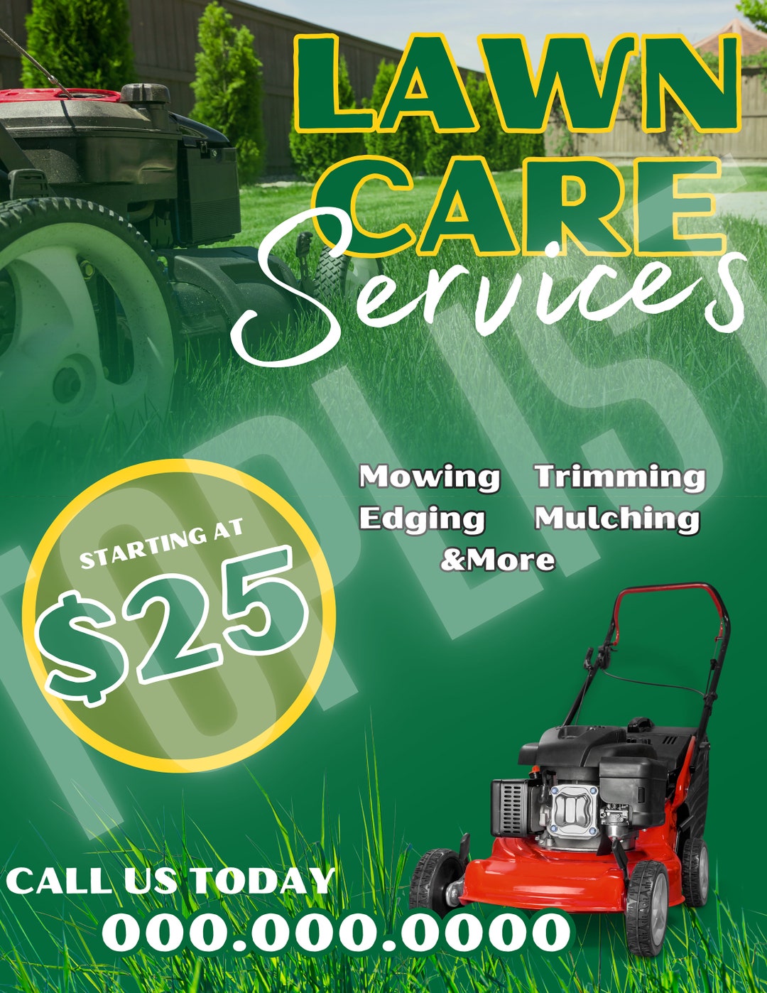 Lawn Care Service Flyer: Mowing Business Template (canva Editable) - Etsy