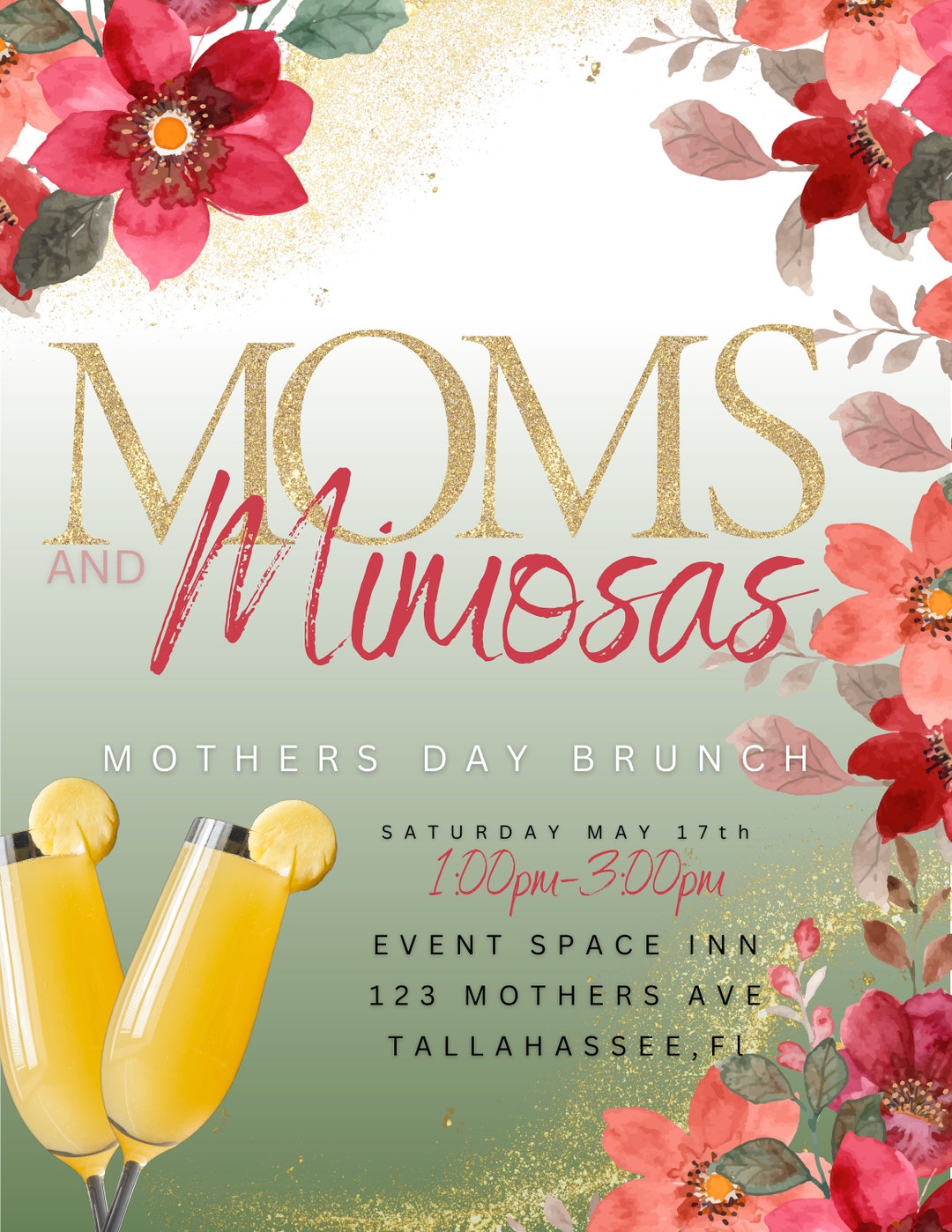 Editable Mother's Day Brunch Invitation: Moms & Mimosas (digital ...