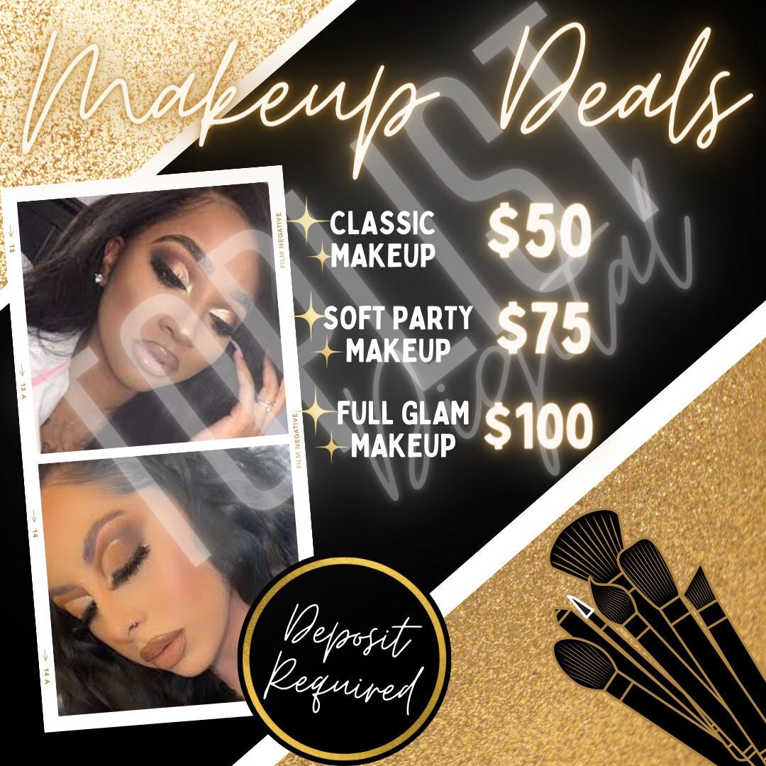 Editable Glam Go Makeup Special Deals Template, Custom Makeup Pricing ...