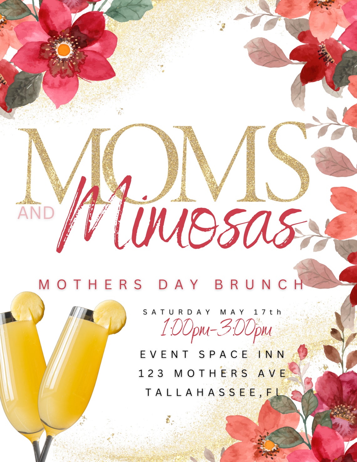 Editable Mother's Day Brunch Invitation: Moms & Mimosas (digital ...