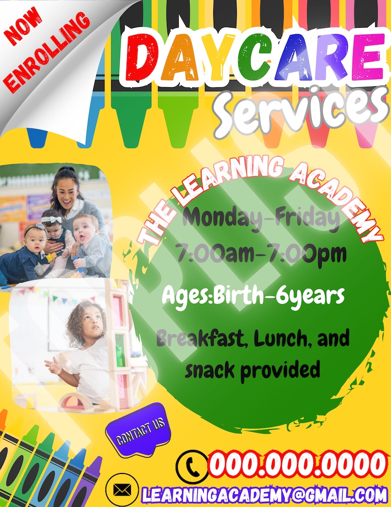 Daycare Flyer Template: Editable Child Care Poster (canva) - Etsy