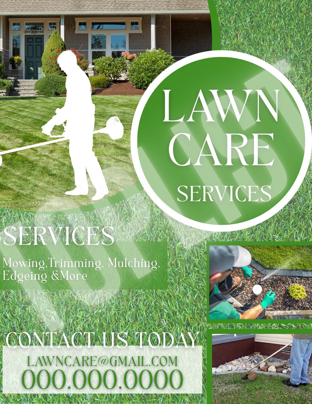 Lawn Care Service Flyer Lawn Service Mowing Mulch Business Flyer Edit ...
