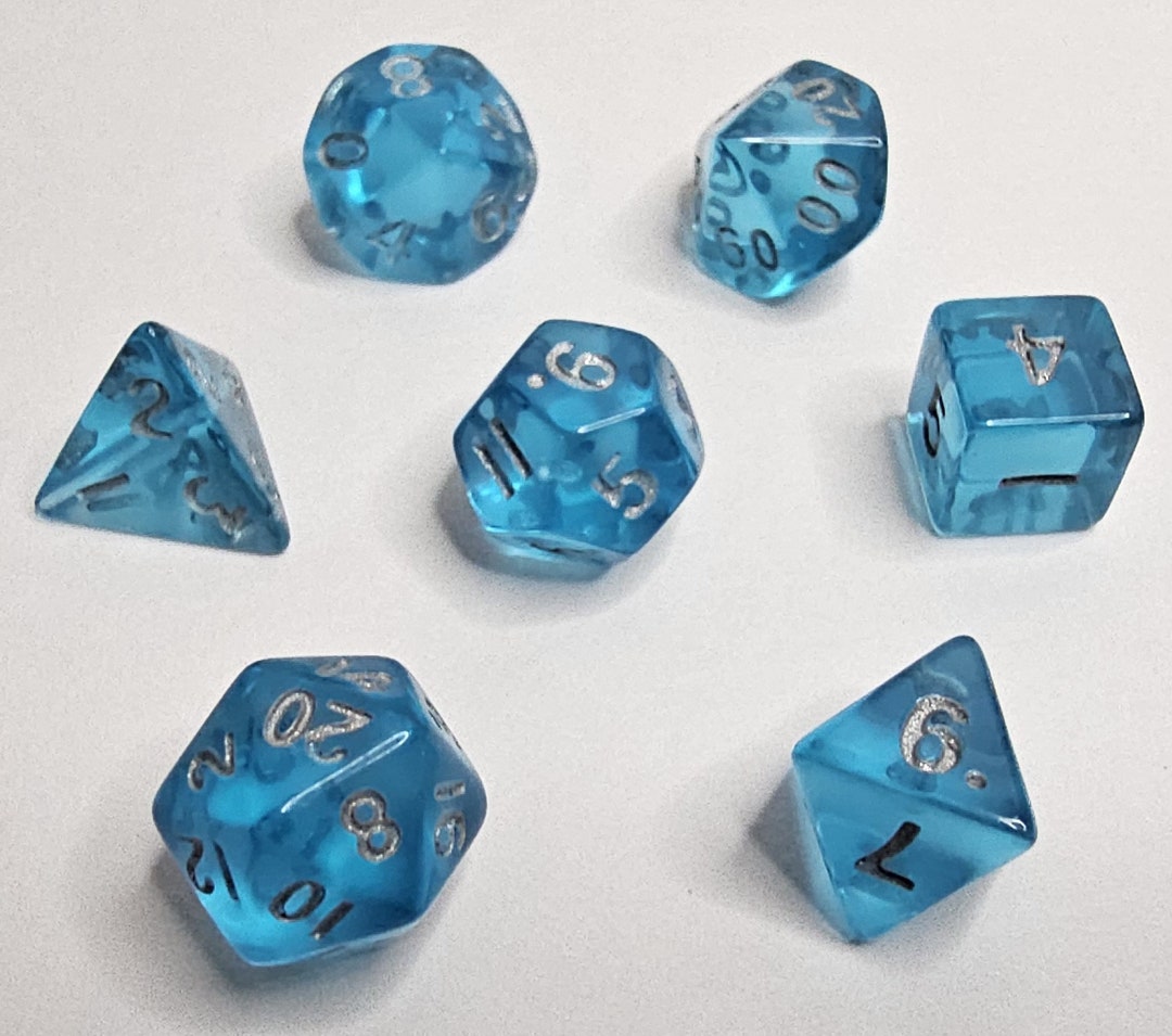 Mini Dice 7 Piece Transparent Poly D&D Dice Set - Etsy