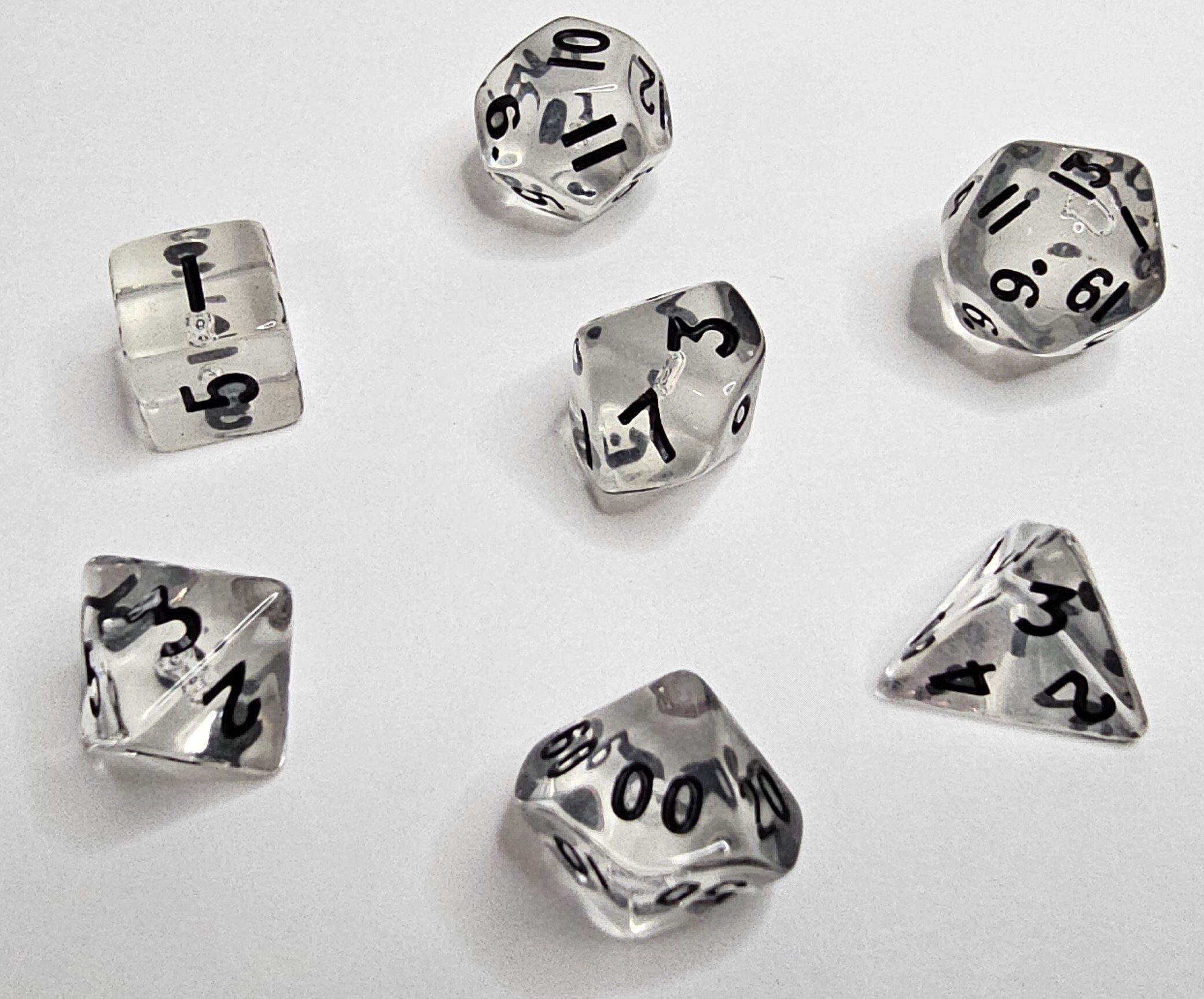 Mini Dice 7 Piece Transparent Poly D&D Dice Set - Etsy