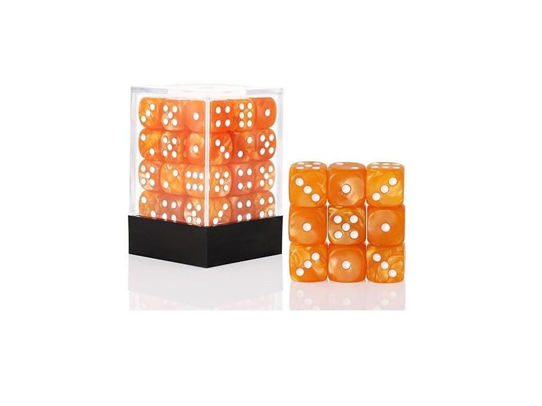 D6 Dice, 12mm, Mini Dice Set, 36 Piece Set, Orange Pearl - Etsy