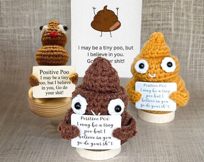 Crochet Positive Poo Plushy Desk Decor, Poop Emoji, Positive Poop Doll ...