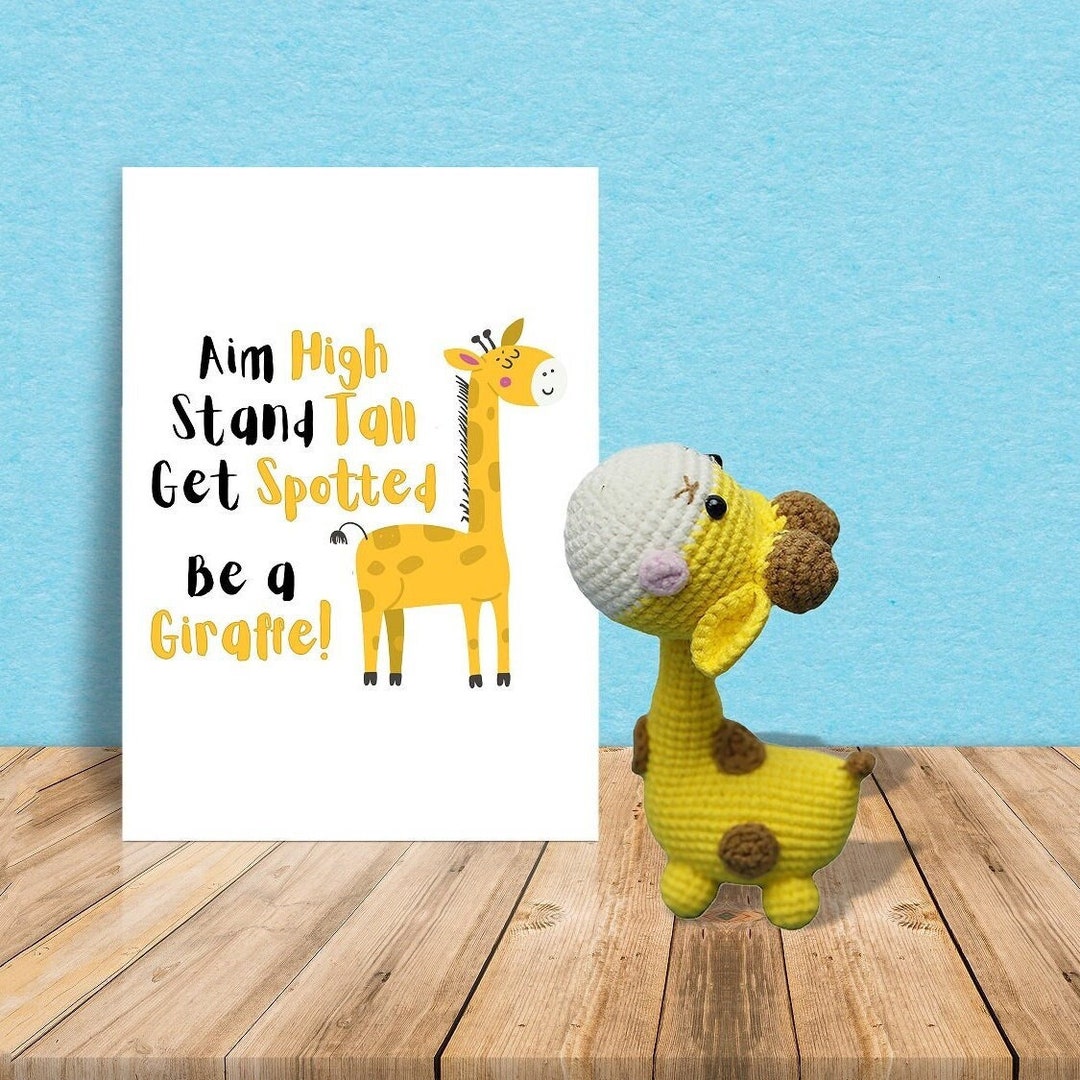 Positive Giraffe Crochet With Motivational Card - Perfect Gift for ...