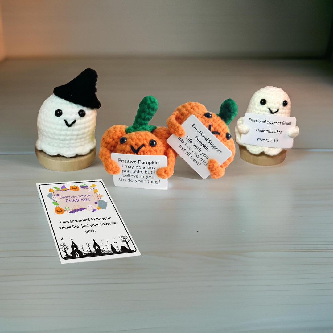 Handmade Crochet Pumpkin Plush - 'squash Your Worries' Gift, Fall Desk ...