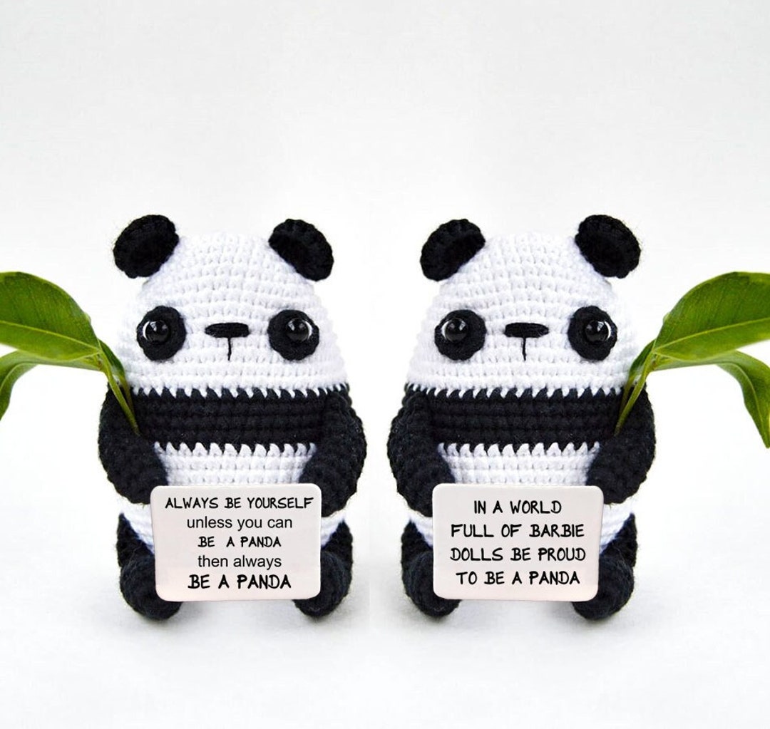Positive Panda Crochet Toy + Motivational Quotes | Panda Lover Gift L ...