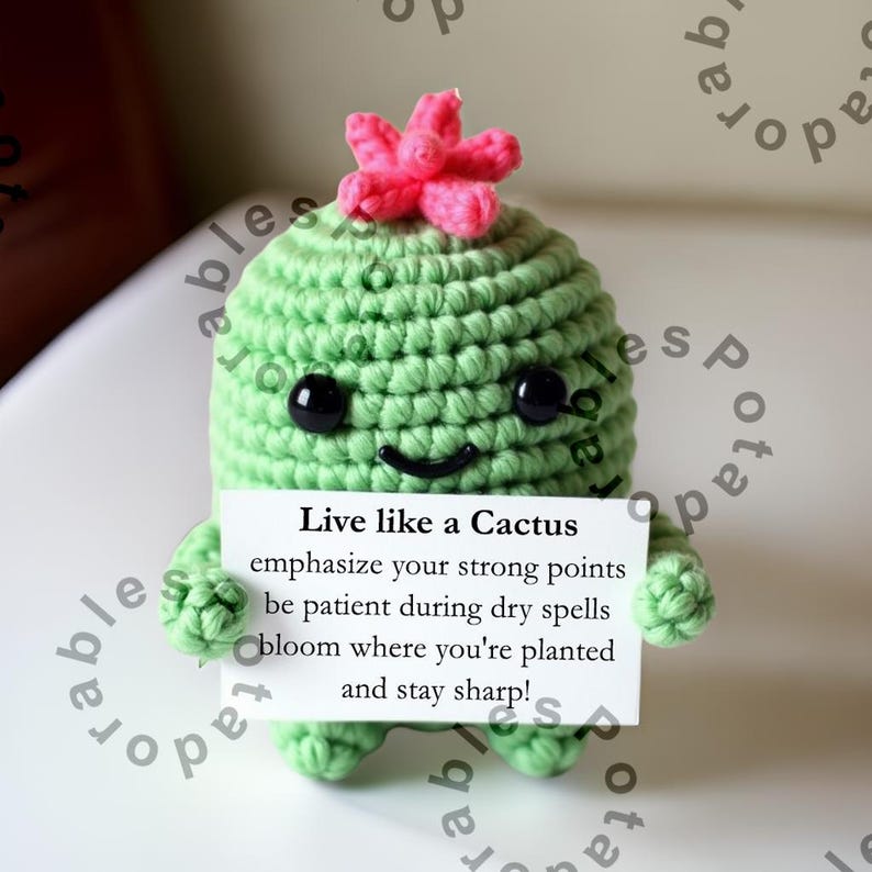 Crochet Cactus With Inspirational Message Card – Live Like a Cactus ...