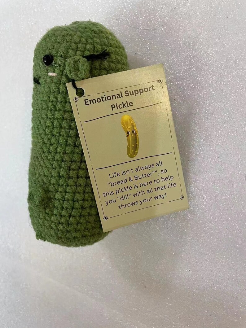 Handmade Crochet Pickle Plush - 'dill With It' Gift for Pickle Lovers ...