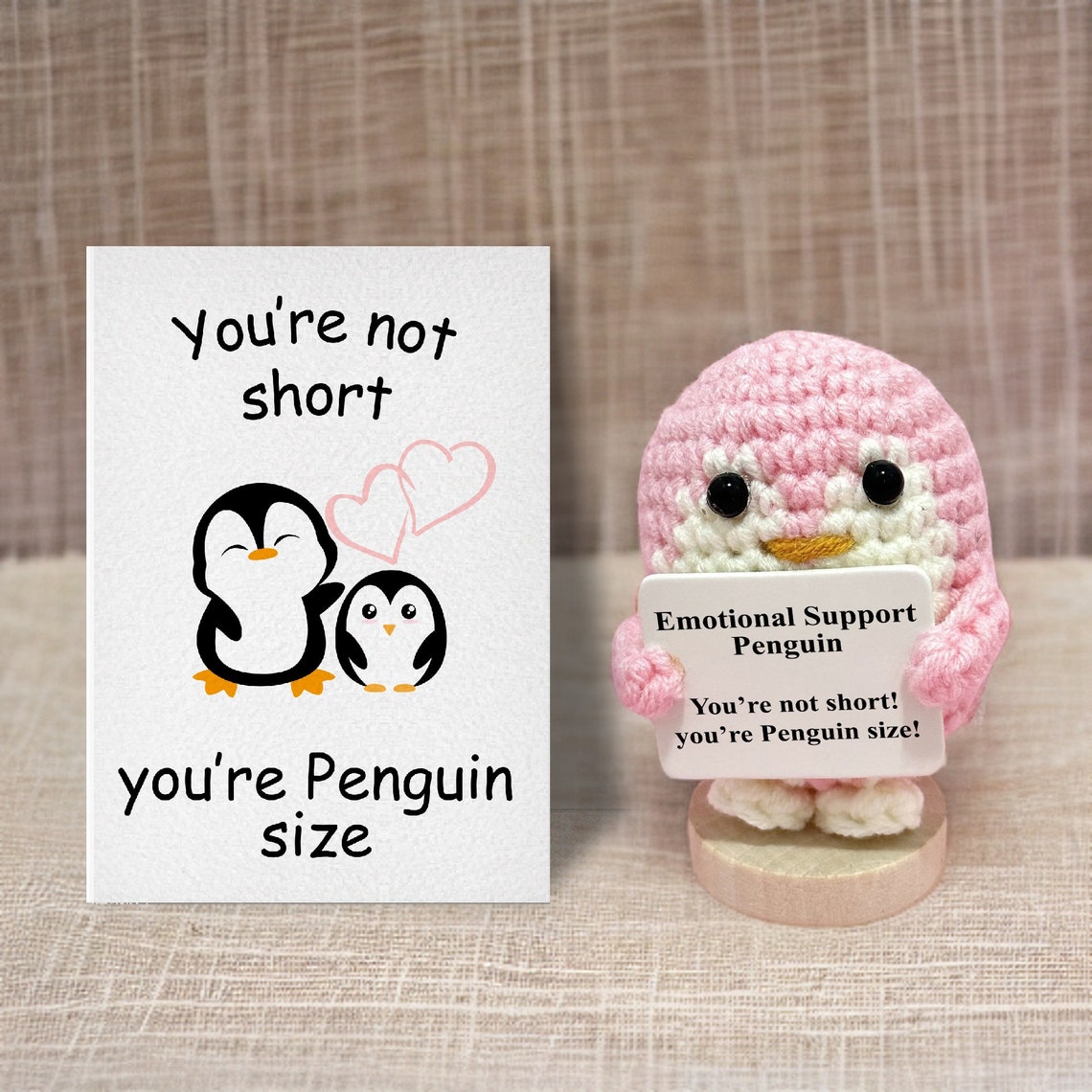 Crochet Penguin With Positive Quote, Positive Penguin, Handmade Crochet ...