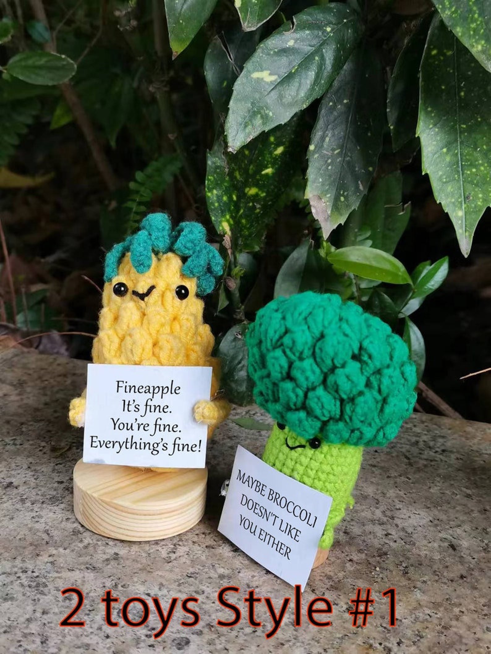 3PCS Positive Vegetables, Positive Broccoli/mushroom/pineapple, Mental ...