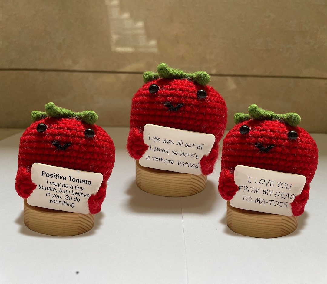 Cute Crochet Positive Tomato L Gag Gift L Crochet Plushy L - Etsy