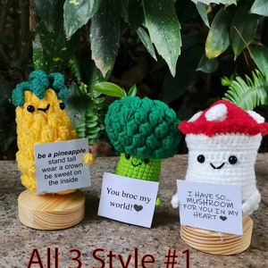 3PCS Positive Vegetables, Positive Broccoli/mushroom/pineapple, Mental ...