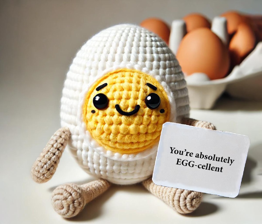 Crochet Positive Egg Handmade Positive Gift, Cheerful Desk Buddy, Fun ...