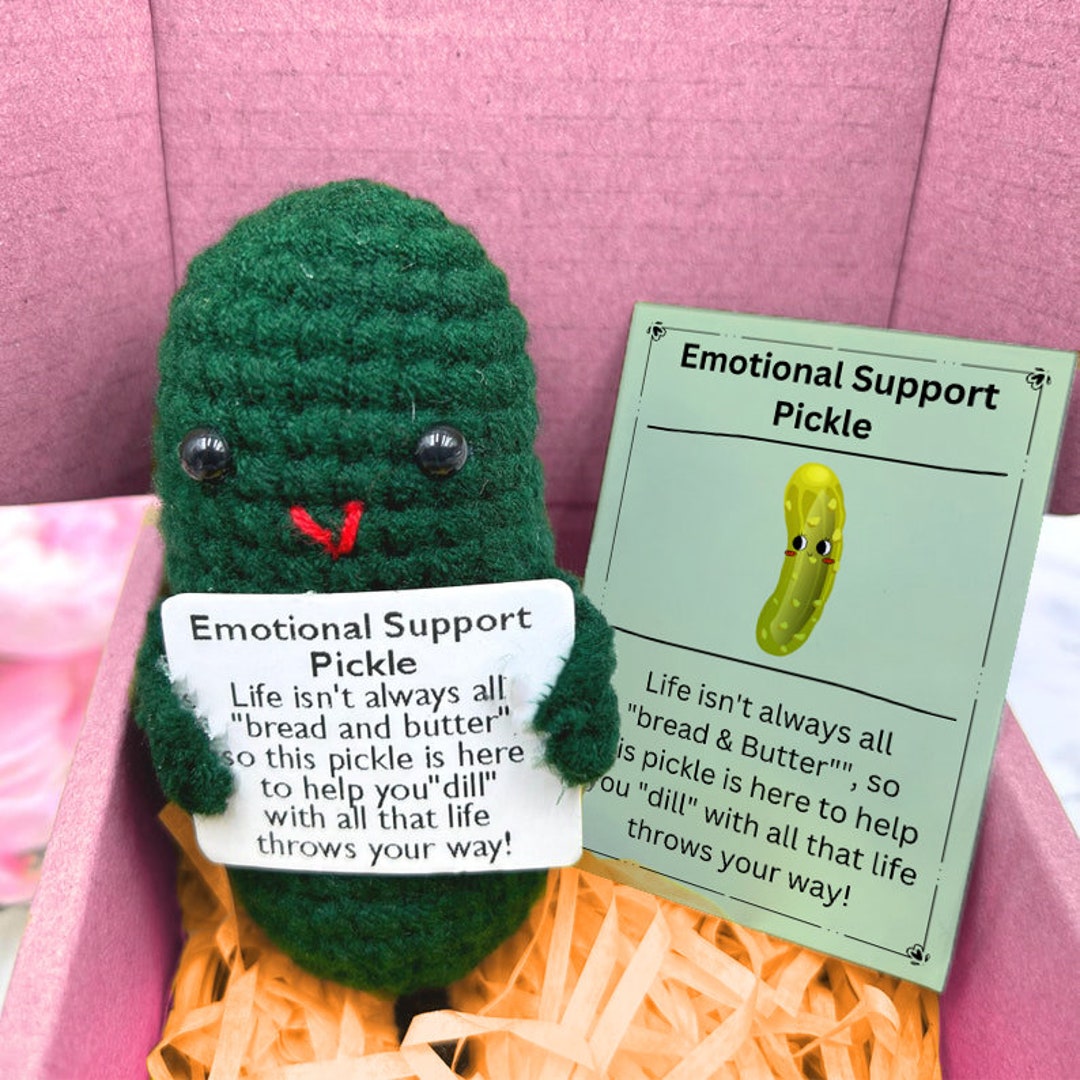 Handmade Crochet Emotional Support Pickle - Cheerful Smiley Cucumber ...