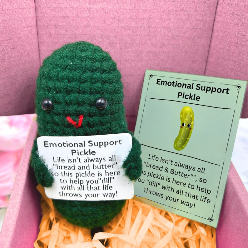 Handmade Crochet Emotional Support Pickle Cheerful Smiley - Etsy UK