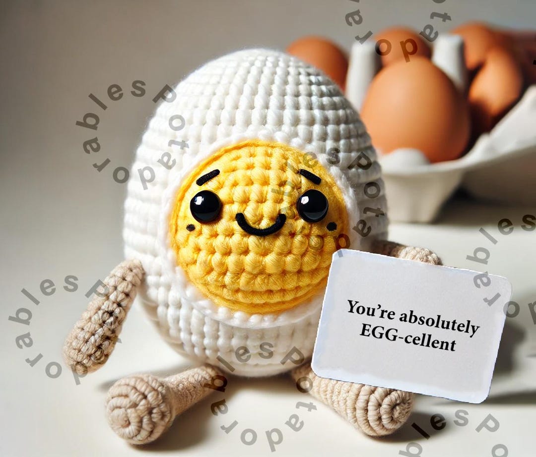 Crochet Positive Egg - Handmade Positive Gift, Cheerful Desk Buddy, Fun ...