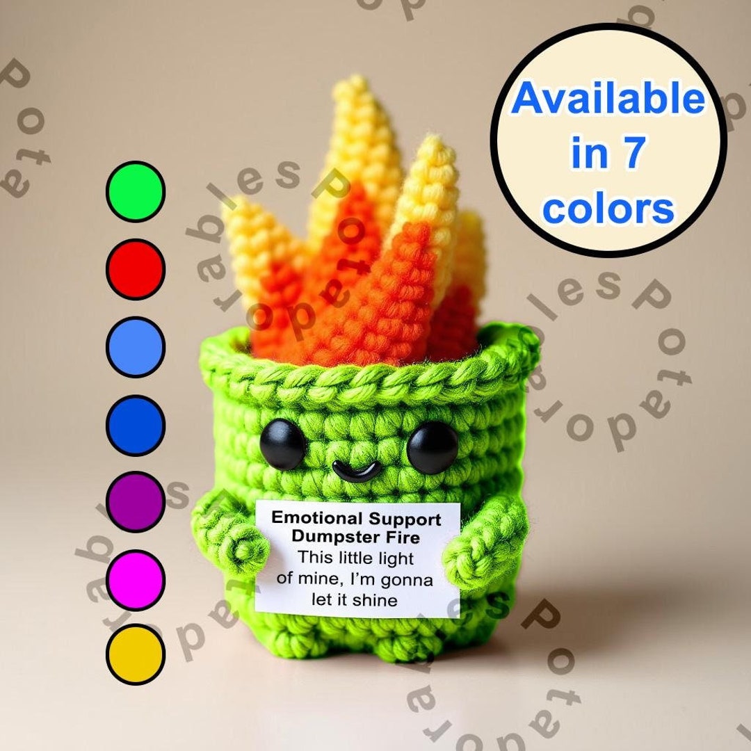 Emotional Support Dumpster Fire, Crochet Trash Can, This Little Light ...