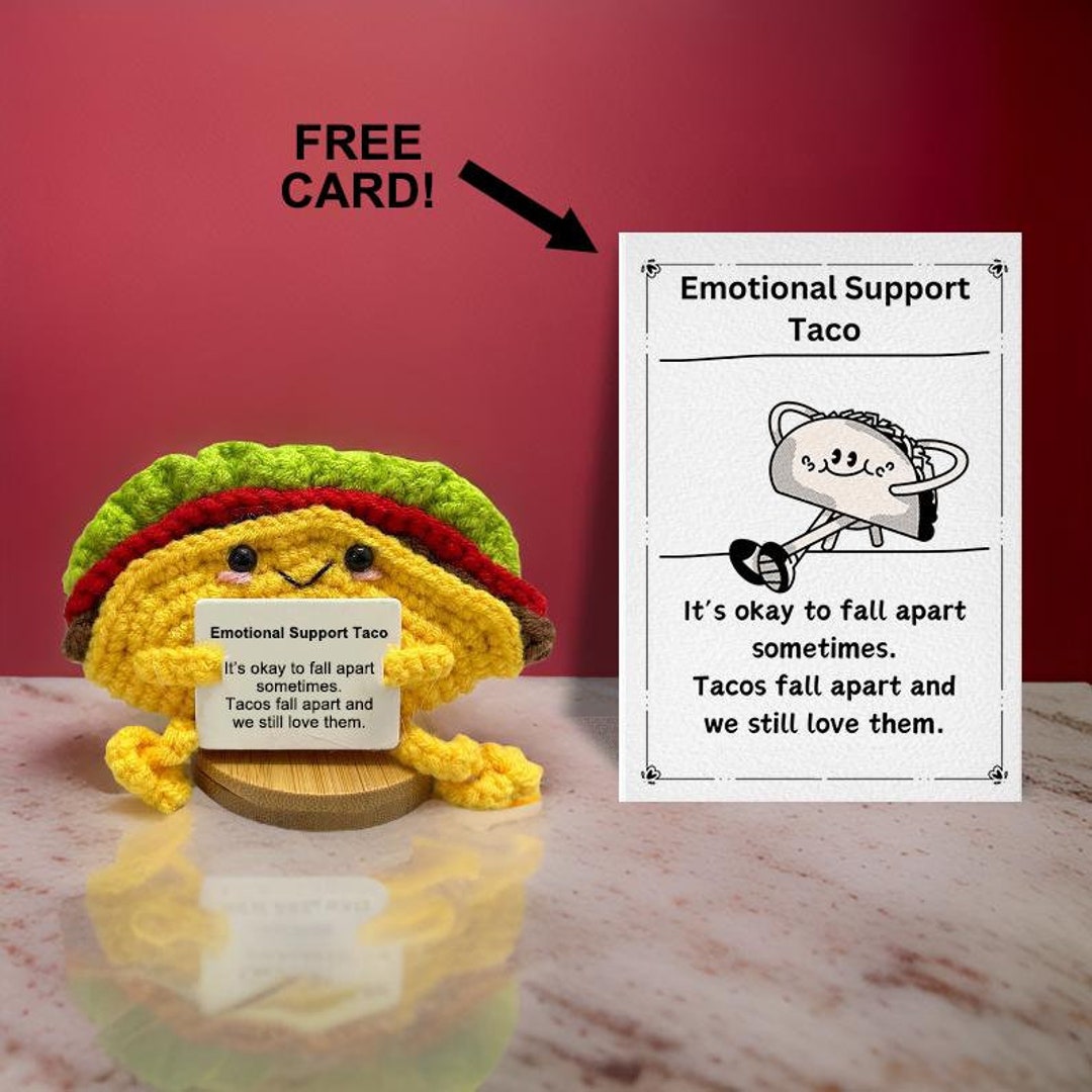 Handmade Crochet Taco Plush - 'taco 'bout Awesome' Gift, Funny Desk ...