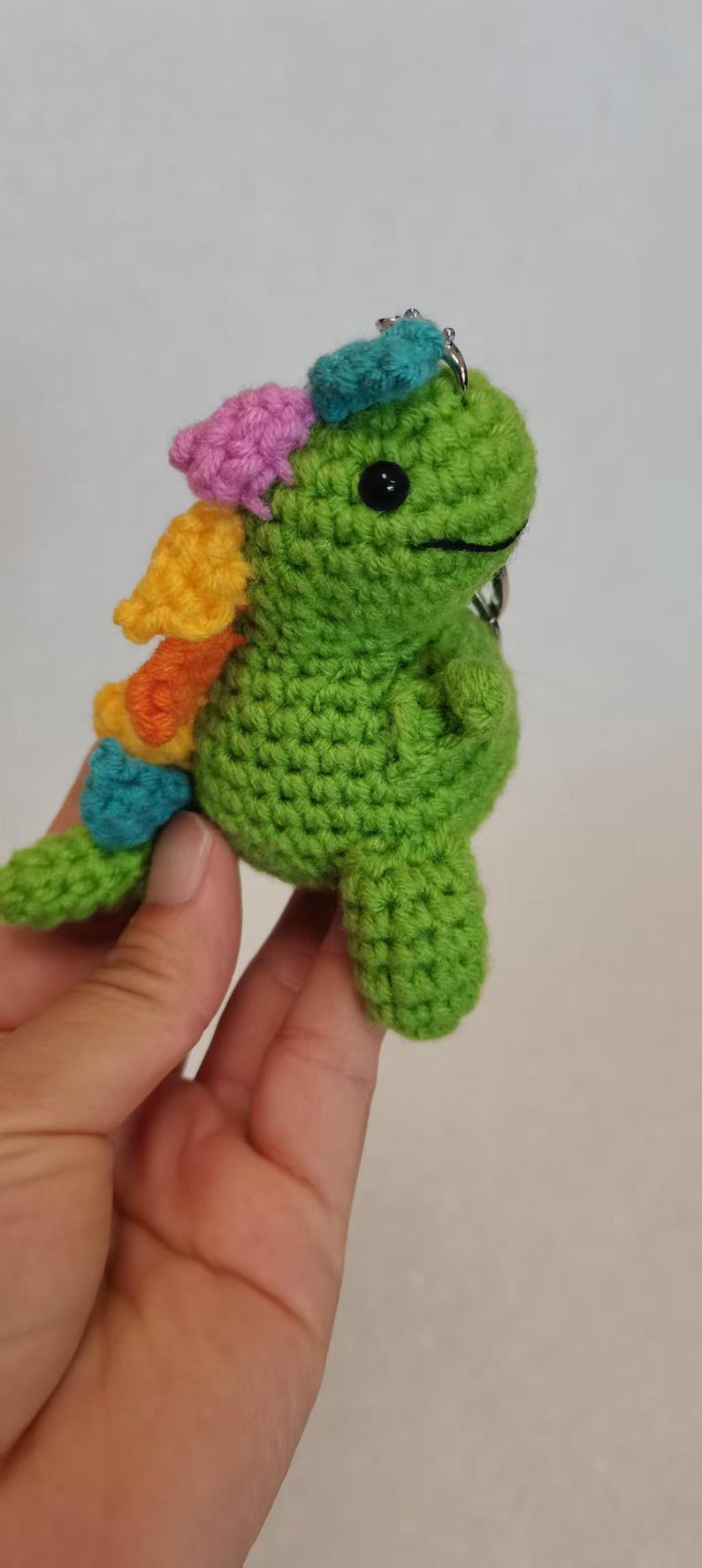 Tiny Dinosaur Crochet Keychain, Fun Dino Keychain, Cute T-rex Keychain ...