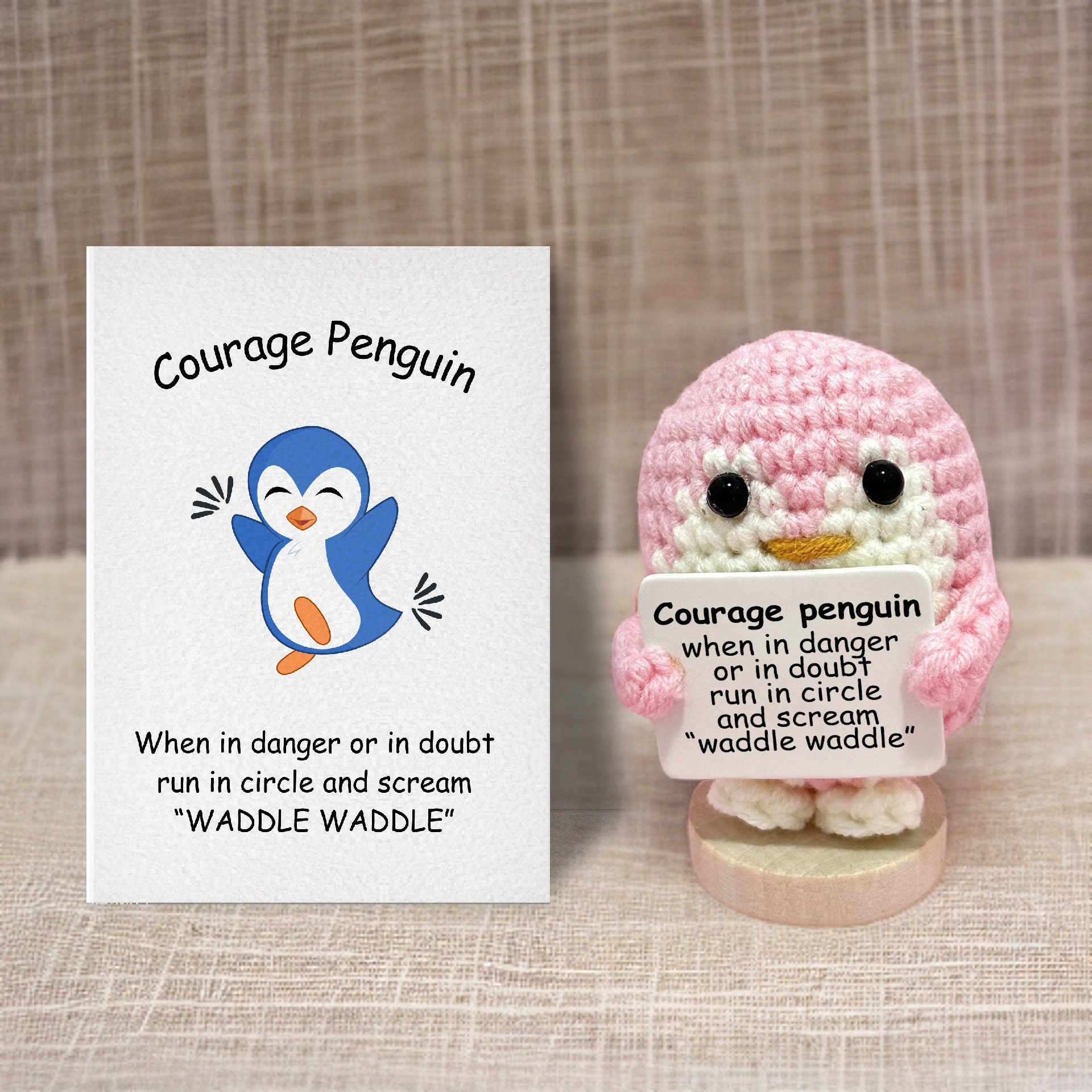 Crochet Penguin With Positive Quote, Positive Penguin, Handmade Crochet ...