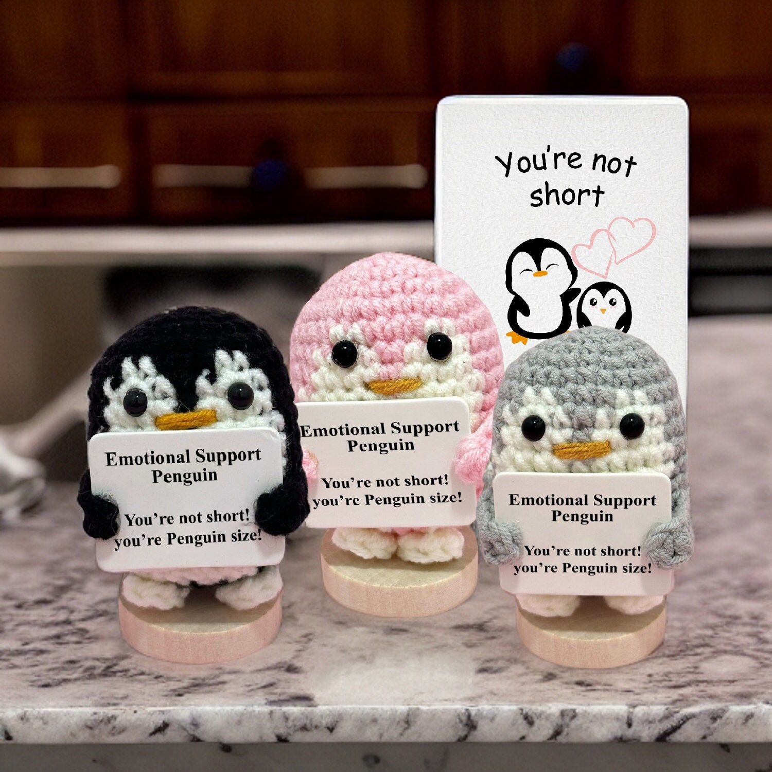 Crochet Penguin With Positive Quote, Positive Penguin, Handmade Crochet ...