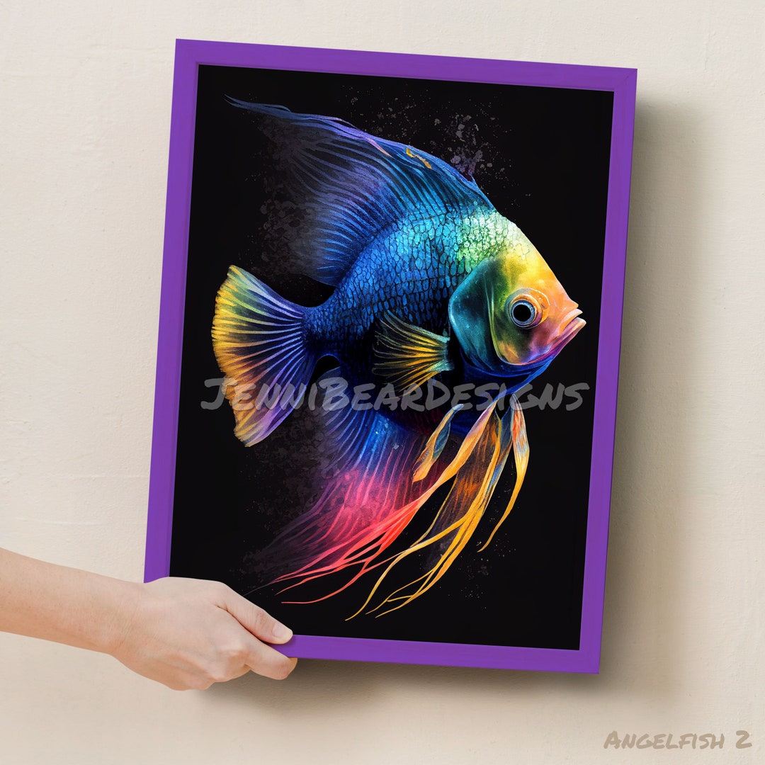 Angelfish 2, Angelfish Art, Digital Art, Angelfish Wall Art, Aquatic ...
