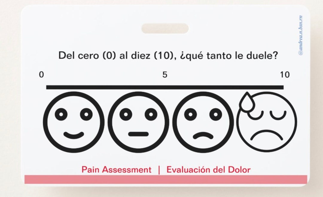 Pain Assessment Badge Card English-spanish - Etsy