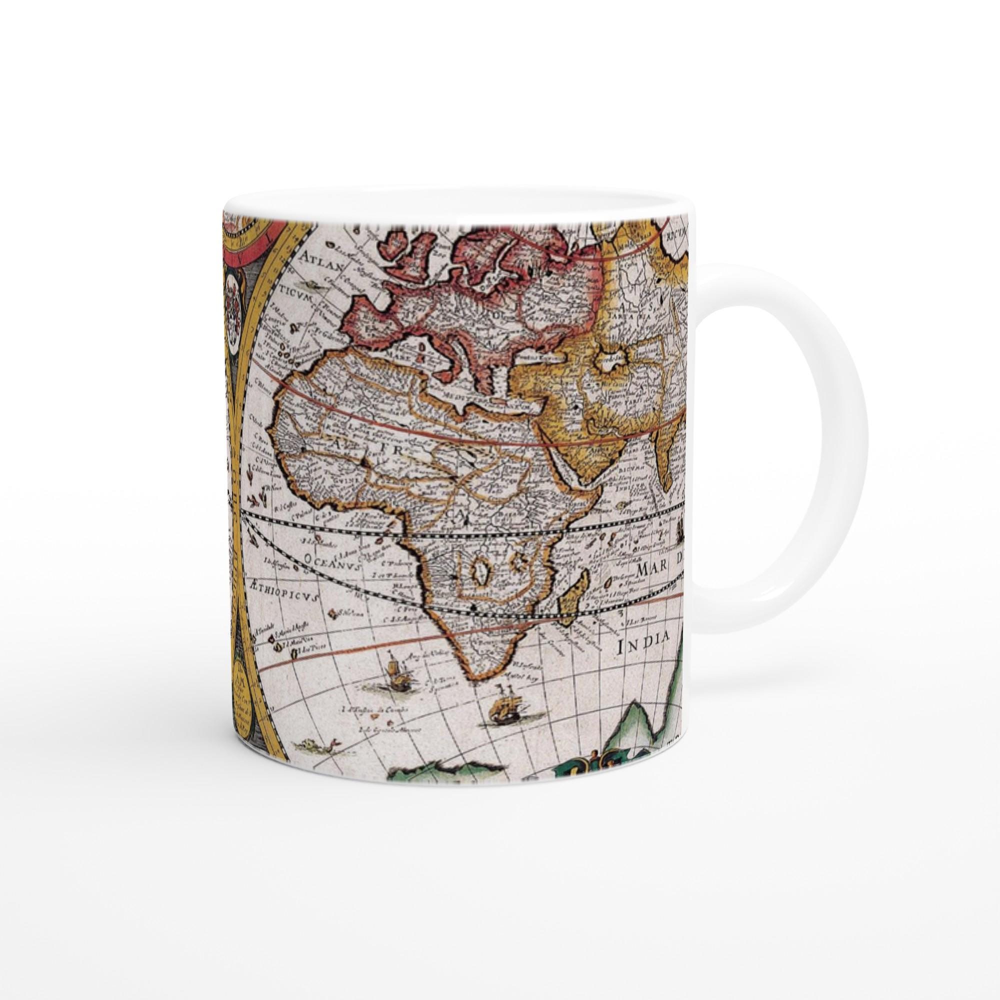 Antique Print World Map Mug - Vintage Style Ceramic Coffee Cup ...