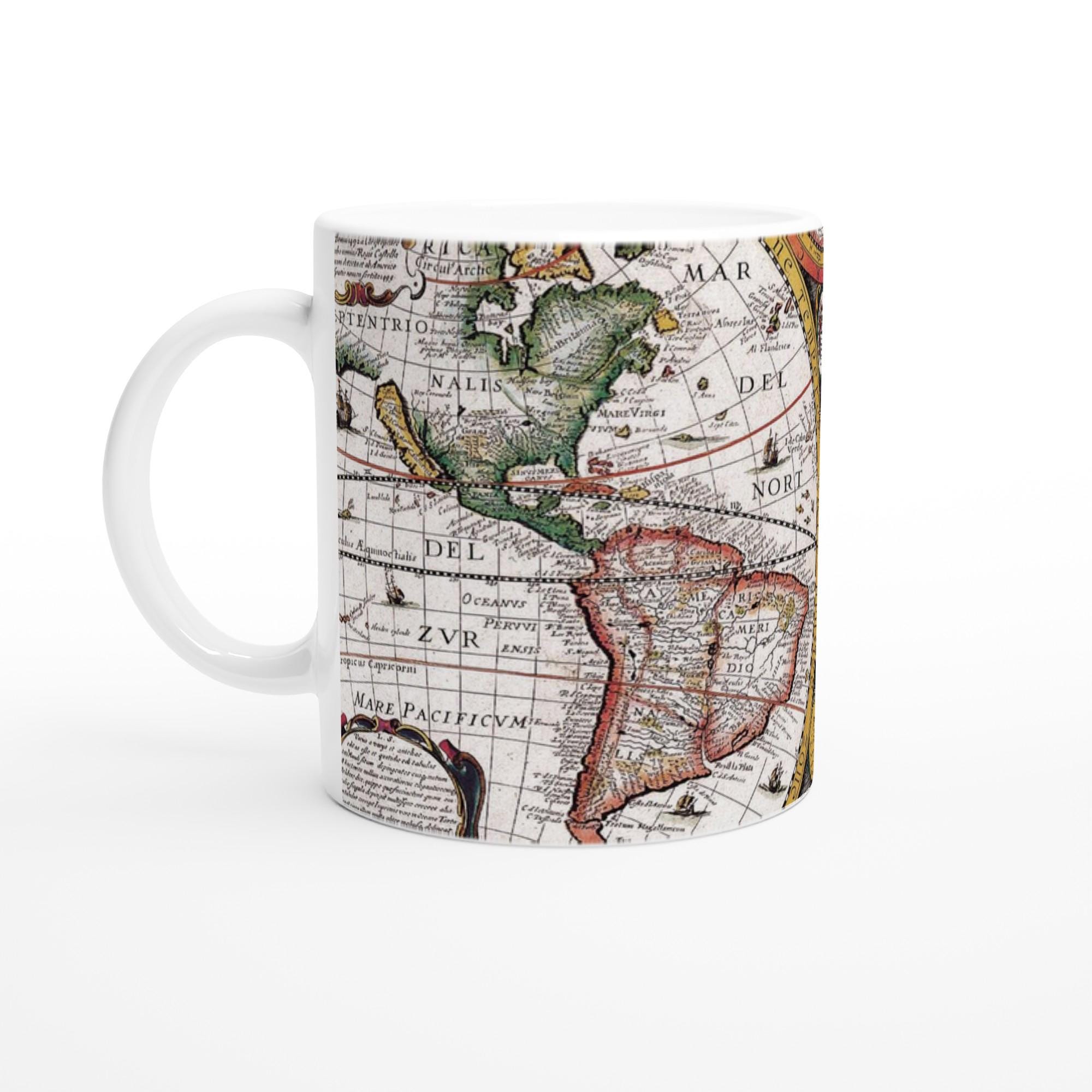 Antique Print World Map Mug - Vintage Style Ceramic Coffee Cup ...