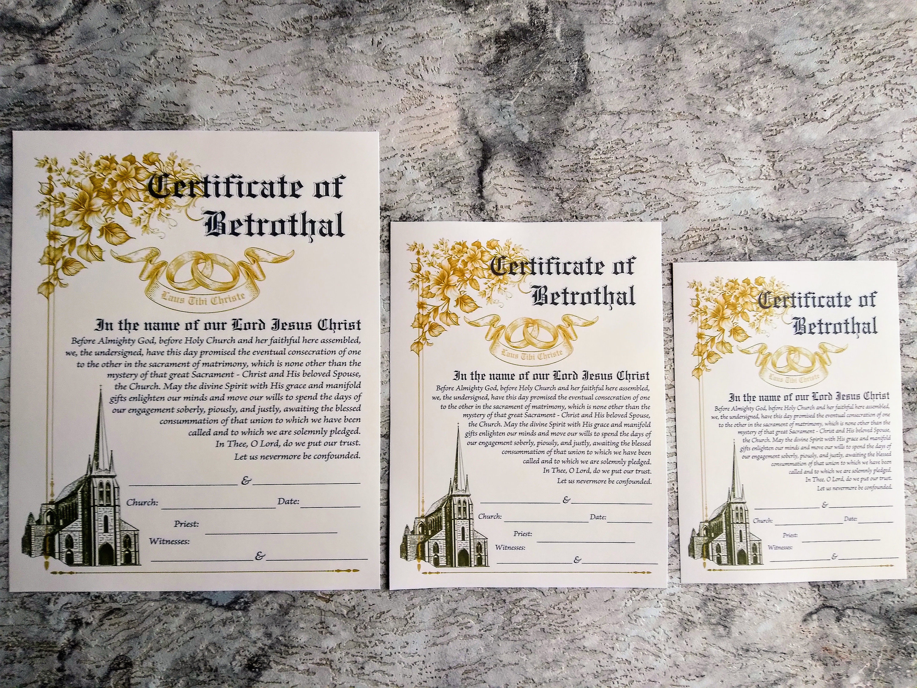 Betrothal Certificate, Traditional Catholic Betrothal Certificate ...