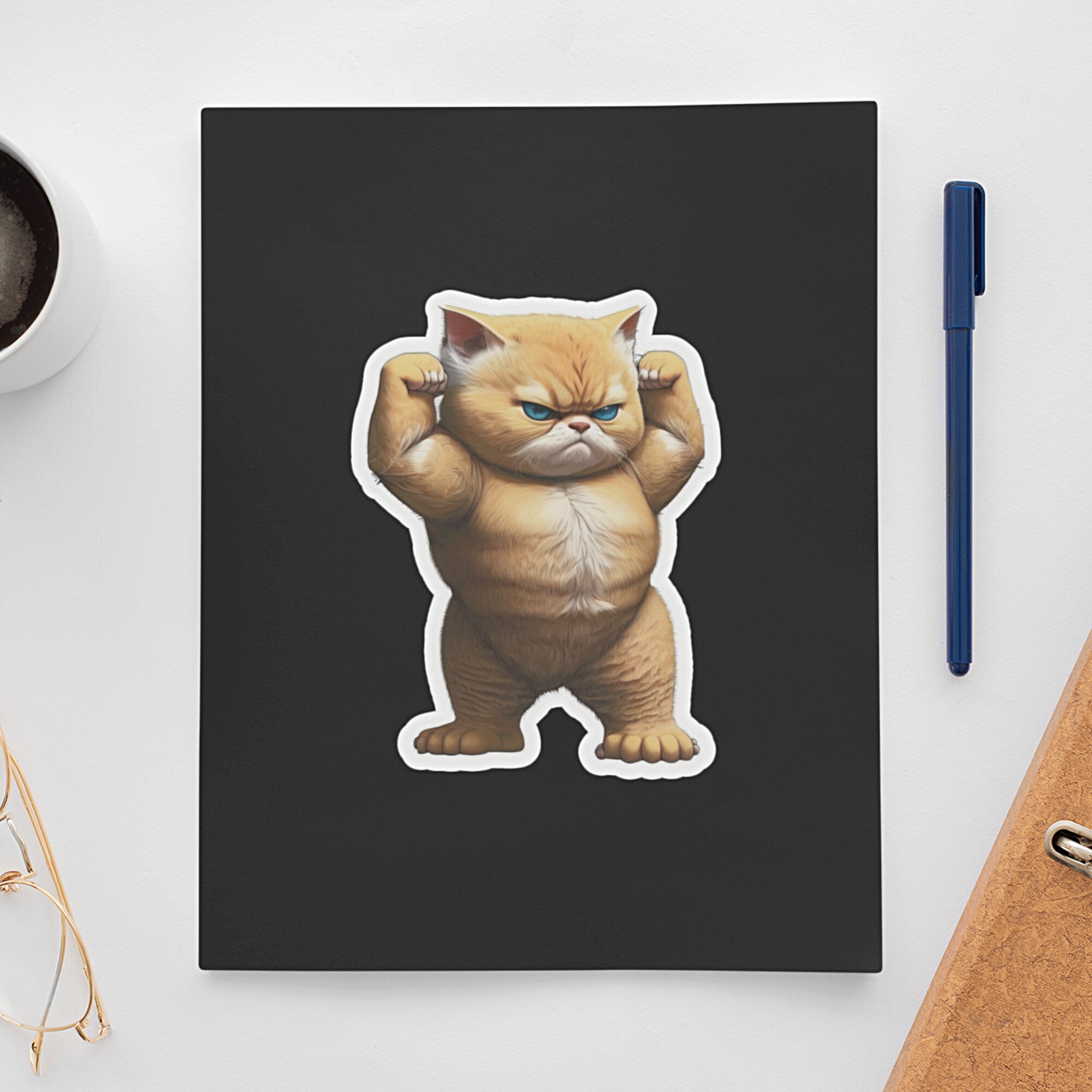Muscle Cat Die-cut Sticker, Laptop, Cellphone, Yeti, Notebook Sticker ...