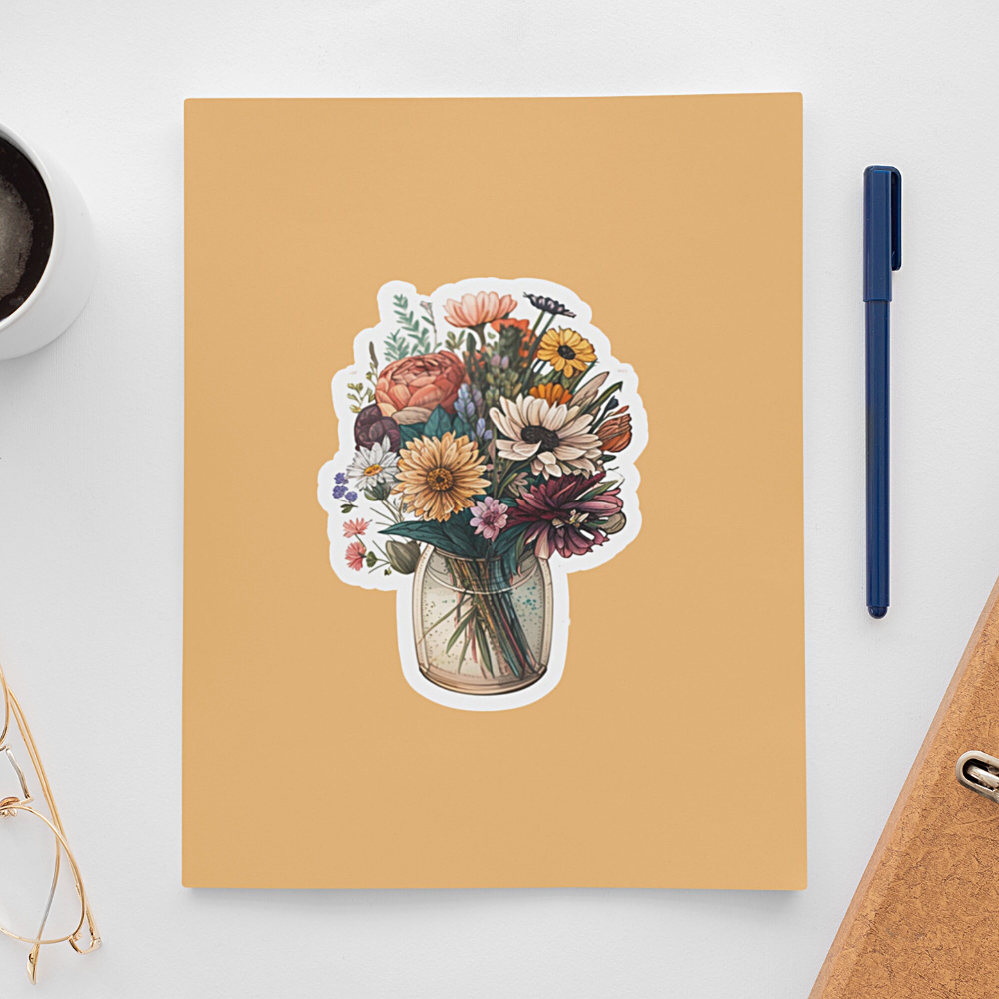 Blossom Flower Bouquet Die-cut Sticker, Laptop, Cellphone, Yeti, and ...