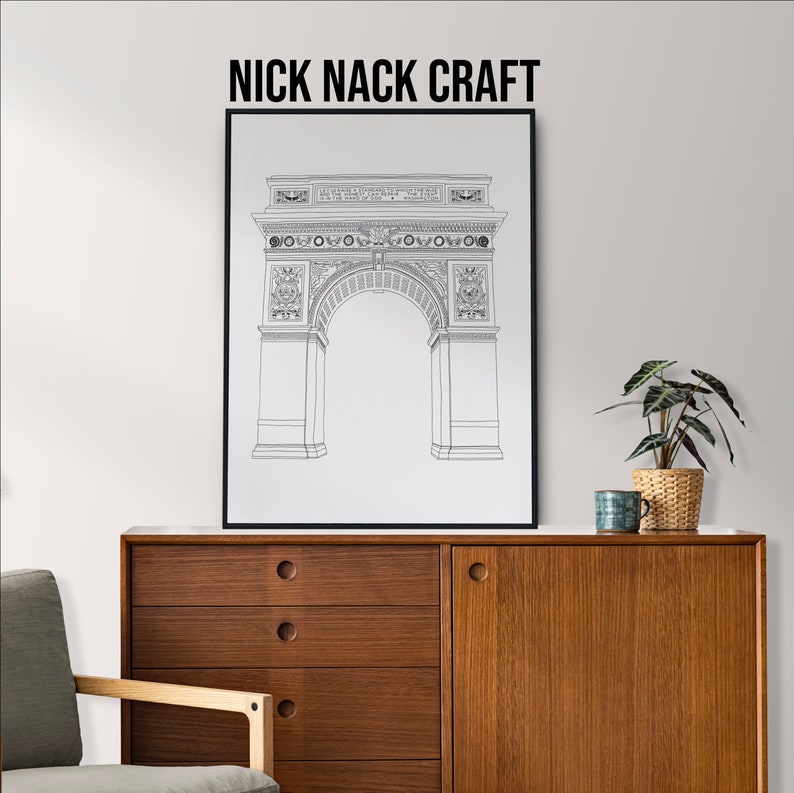 Digital Download Printable NYC Sketch Art Line Art Washington Square ...
