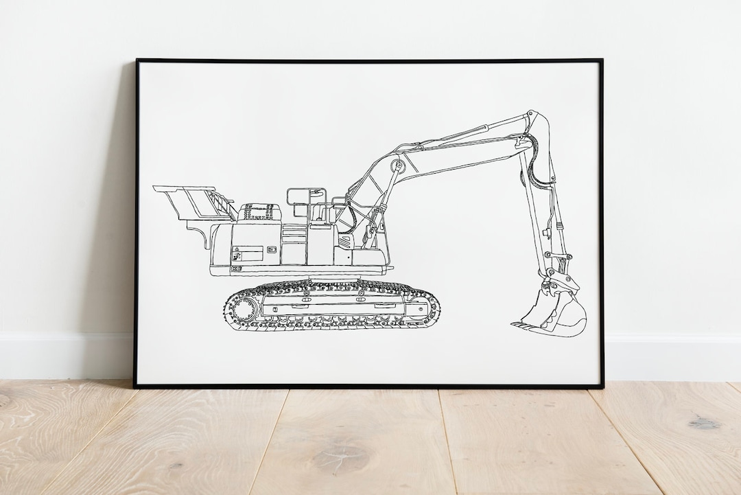 Digital Download | Printable | Construction Equipment Sketch Art | Line ...