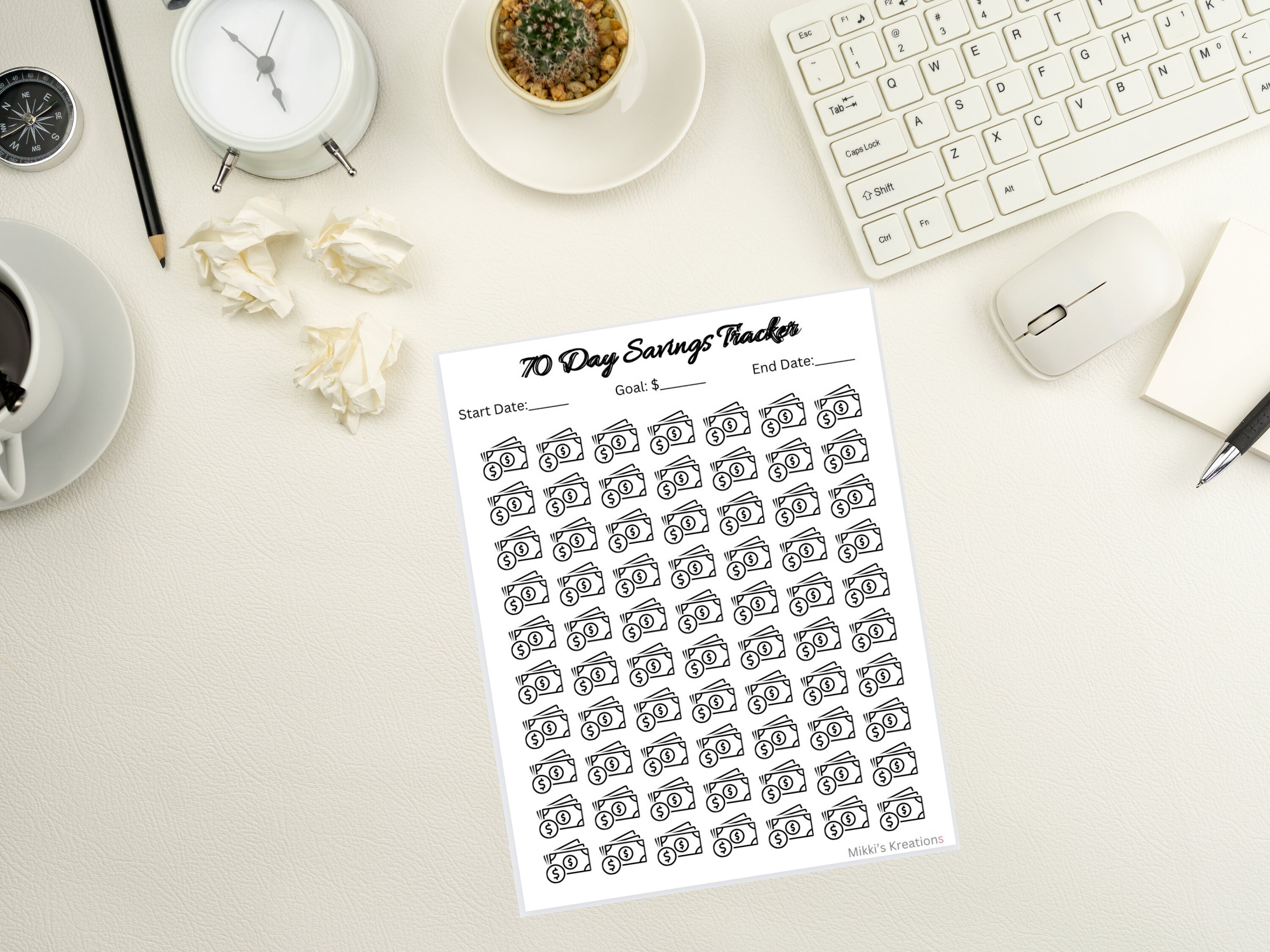 70 Day Savings Challenge Tracker | Printable Budget Template (digital ...