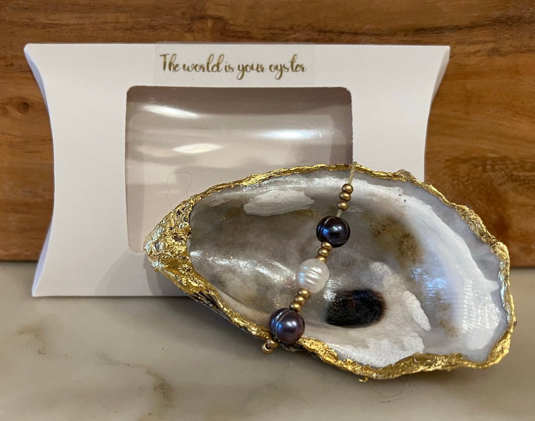Oyster Shell Trinket Dish and Pearl Necklace Set – Graduation Gift - Etsy