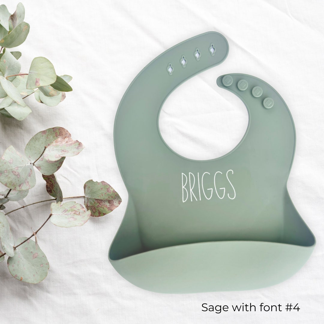 Name Engraved Silicone Baby Bib - Custom White Ink - Etsy
