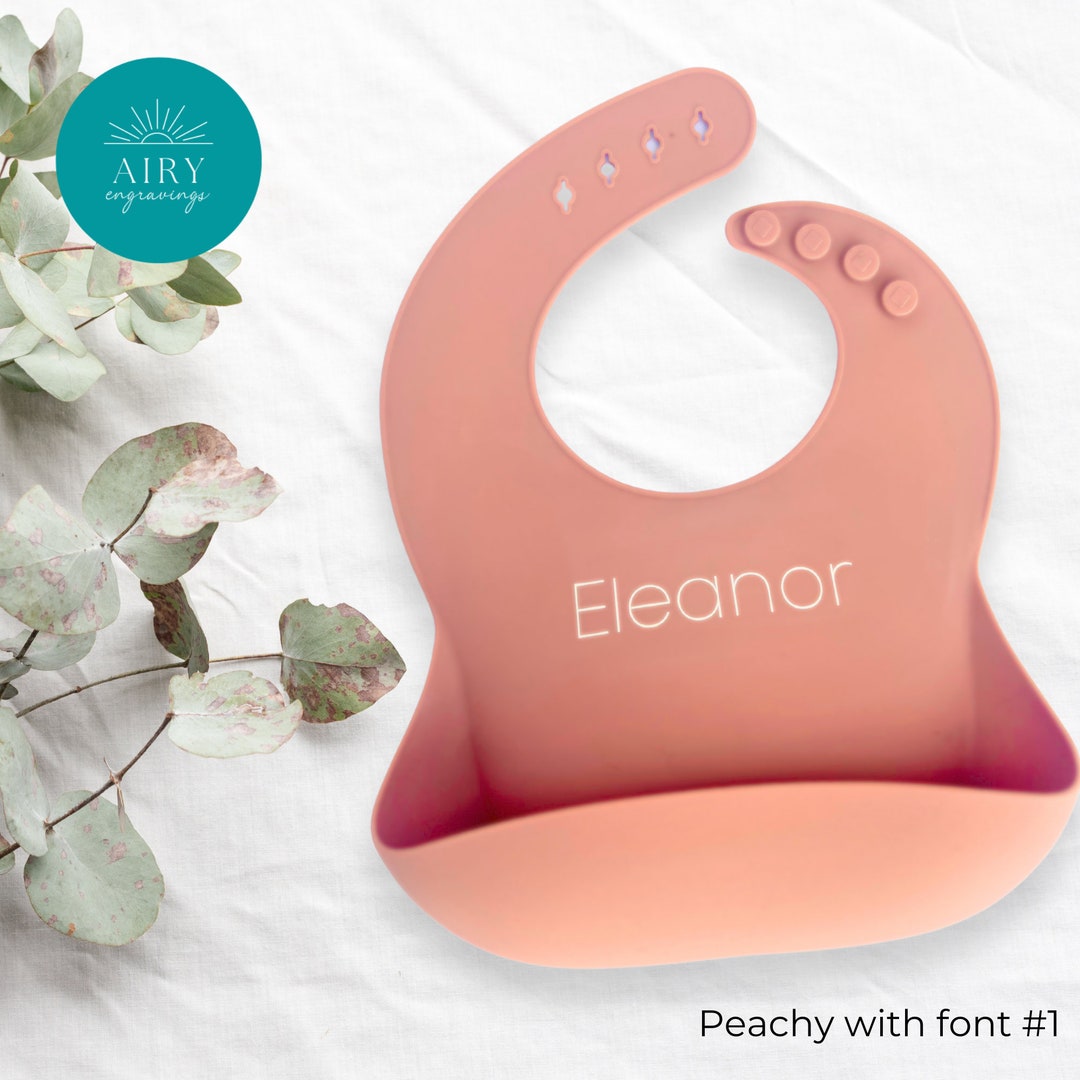 Set of 2 Custom Engraved Bib With White Ink, Name Bib, Toddler Bib ...