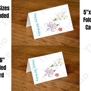 Baby Octopus Birthday Card for Kids, Printable Birthday Card for Kids ...