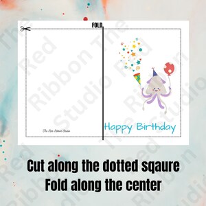 Baby Octopus Birthday Card for Kids, Printable Birthday Card for Kids ...