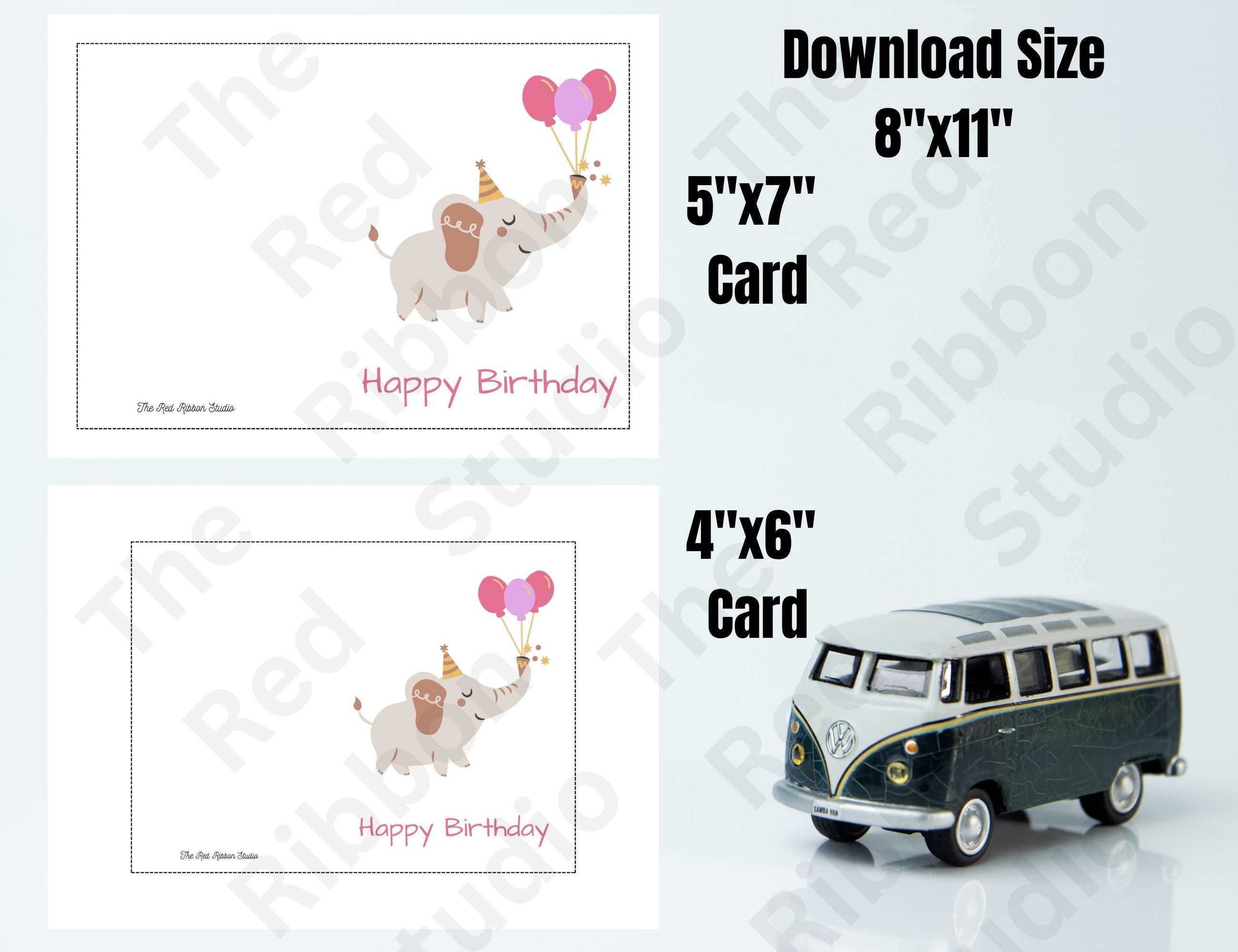Baby Elephant Birthday Card, Printable Birthday Card for Kids, Happy ...