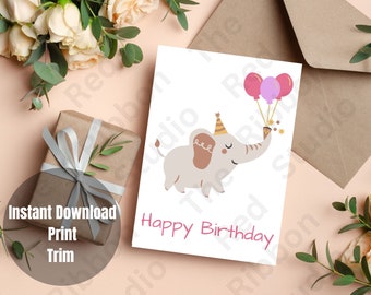 Baby Octopus Birthday Card for Kids, Printable Birthday Card for Kids ...