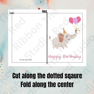 Baby Elephant Birthday Card, Printable Birthday Card for Kids, Happy ...