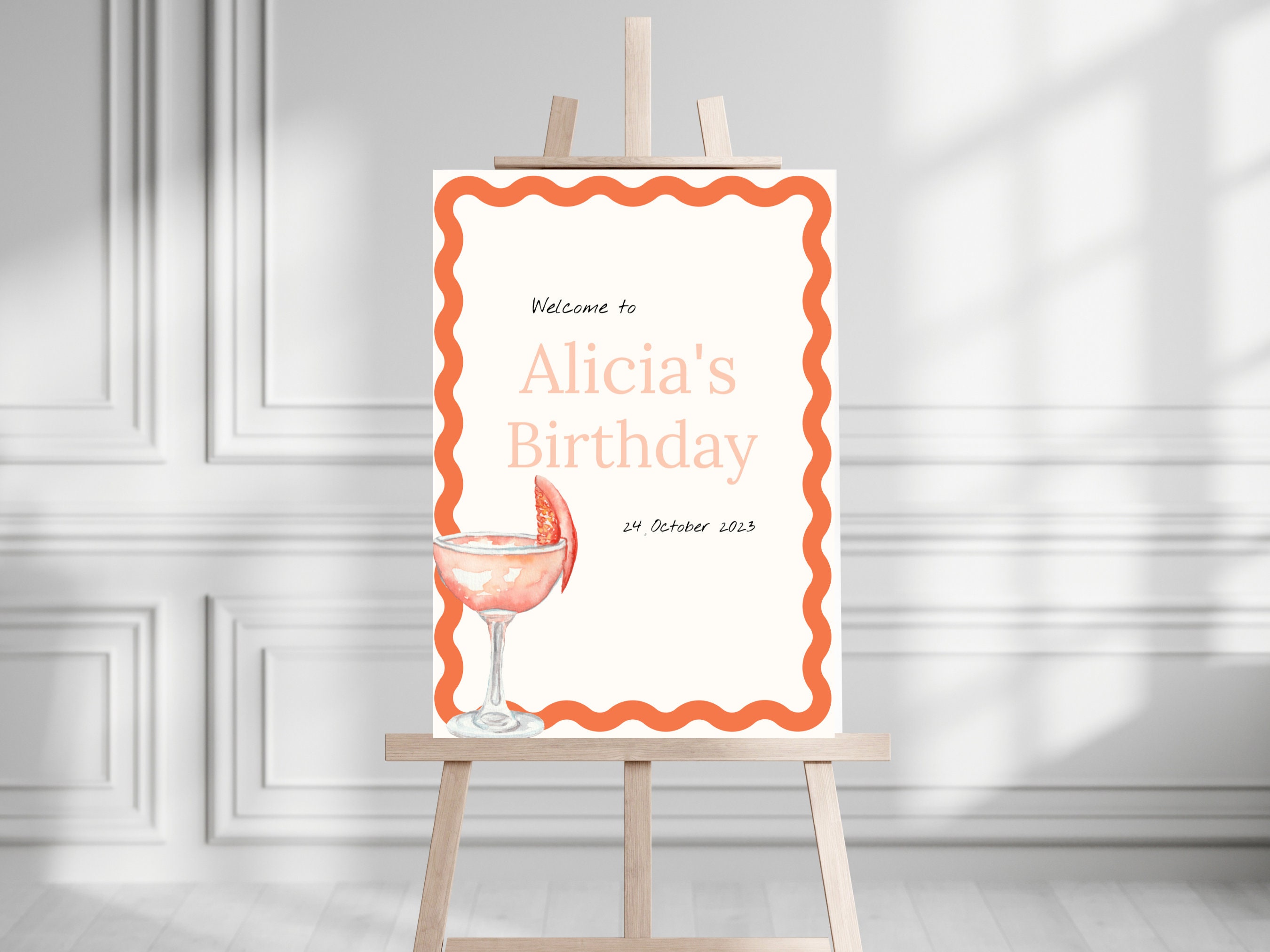 Hens Signage With Wavy Border for Girls Party, Cocktail Party Gals ...