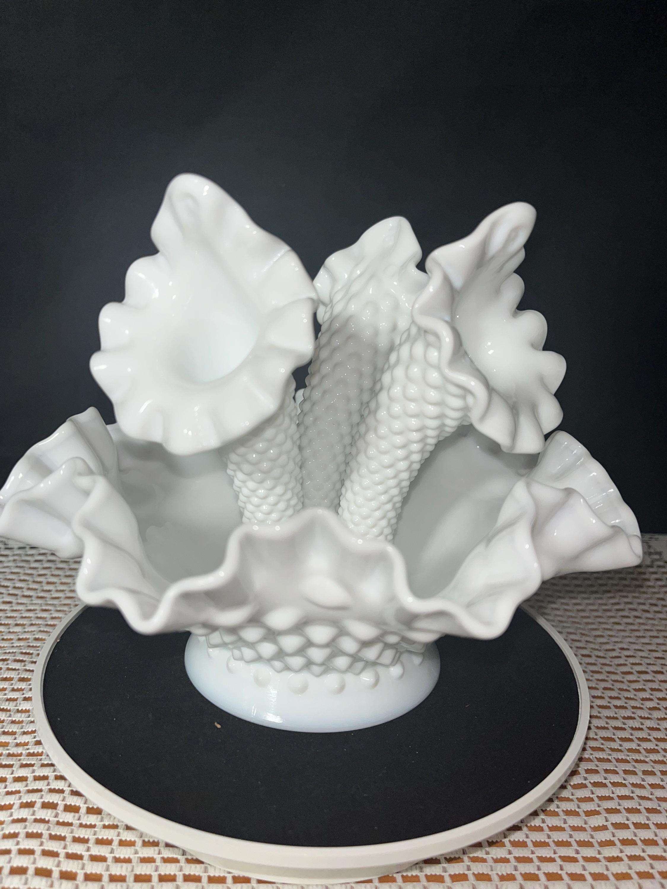 Fenton Hobnail Triple Trumpet Epergne - Etsy