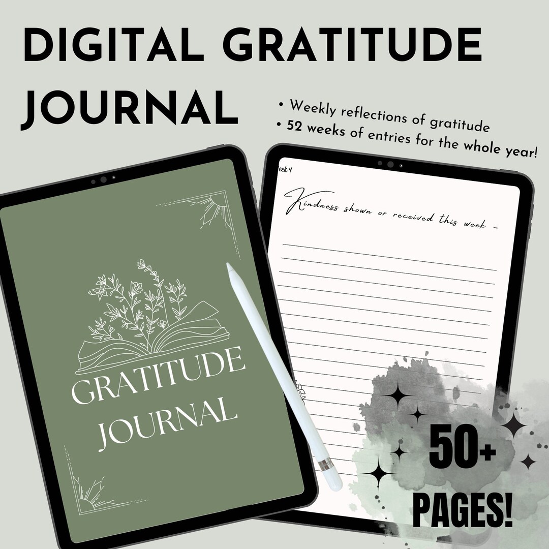 52-week Digital Gratitude Journal, Printable Gratitude Journal ...